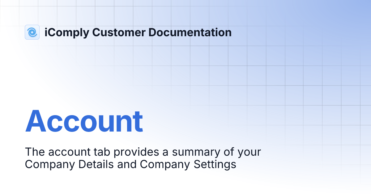 Account | iComply Customer Documentation